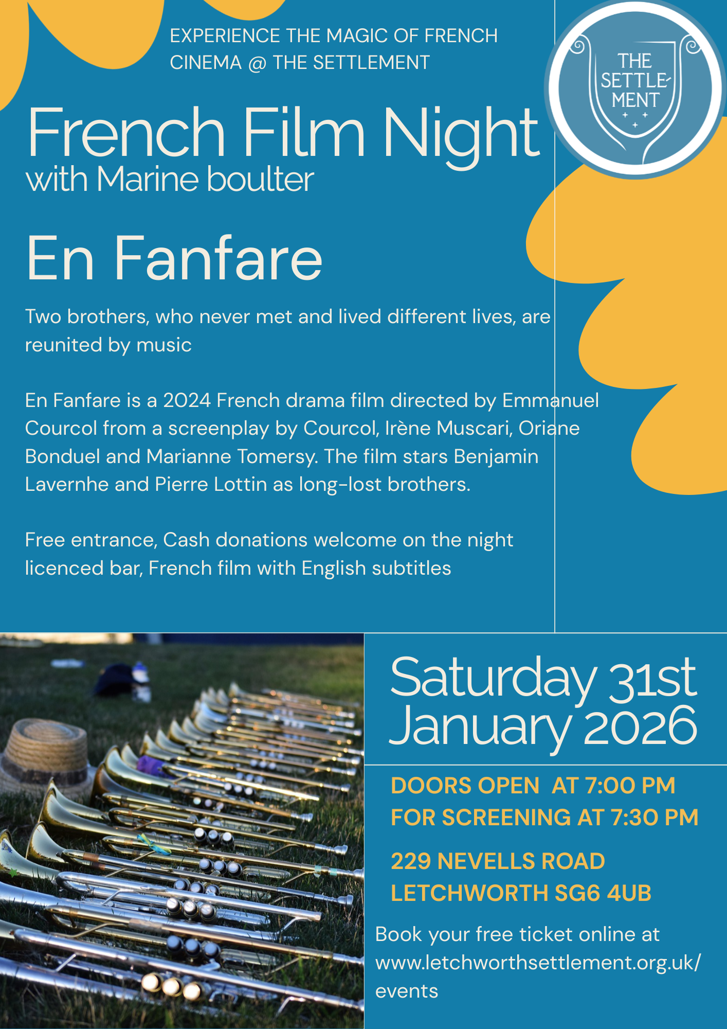 French Film Night : En Fanfare – Letchworth Settlement